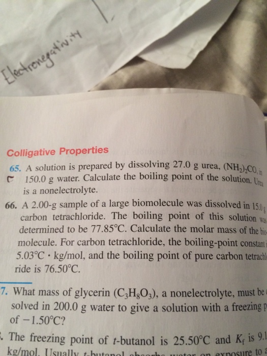 Solved Colligative Properties 65. A solution is prepared by | Chegg.com