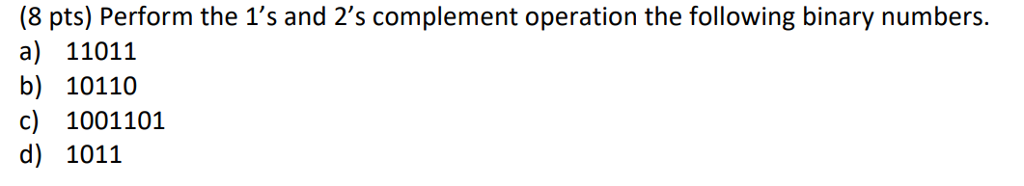 Solved a) 11011 b) 10110 c) 1001101 d) 1011 | Chegg.com