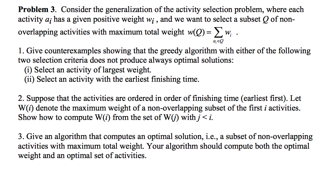 Problem 3. Consider the generalization of the | Chegg.com