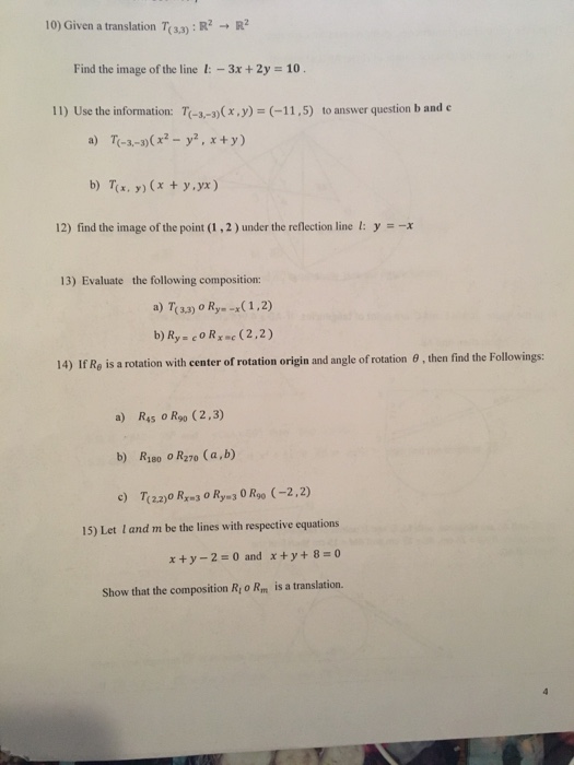 Solved Given a translation T_(3, 3): R^2 rightarrow R^2 | Chegg.com