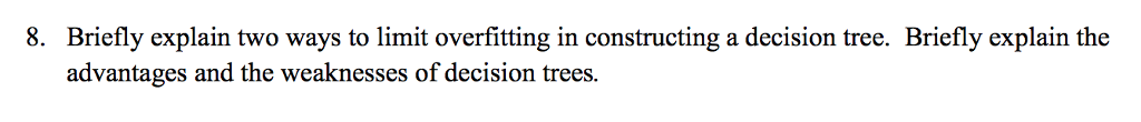 Solved Briefly explain two ways to limit overfitting in | Chegg.com