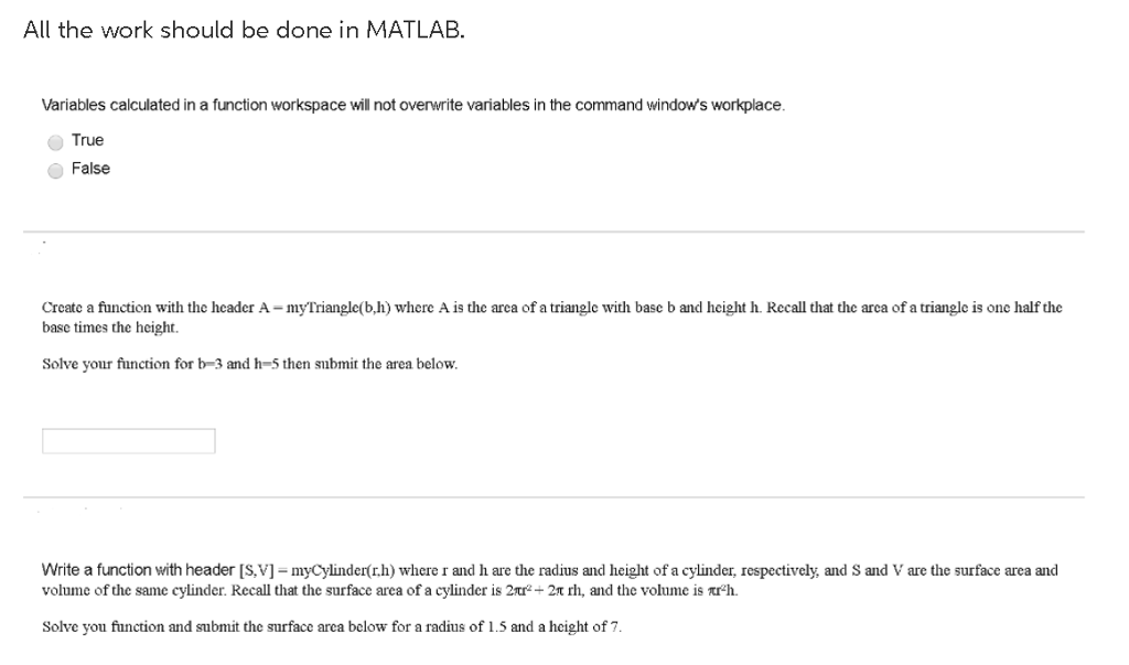 Solved All The Work Should Be Done In Matlab Variables