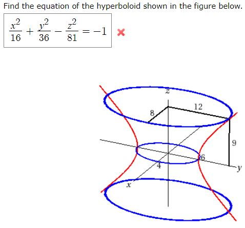 Solved Find the equation of the hyperboloid shown in the | Chegg.com