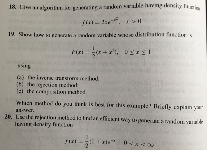 Solved Give An Algorithm For Generating A Random Variable 5598