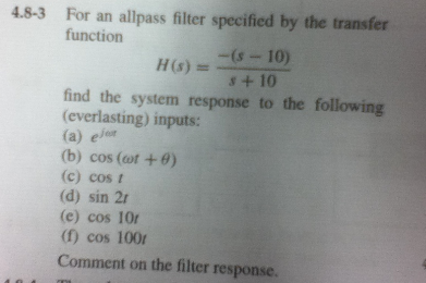 For an allpass filter specified by the transfer | Chegg.com