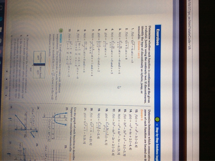 Solved Determine whether each function is continuous at the | Chegg.com