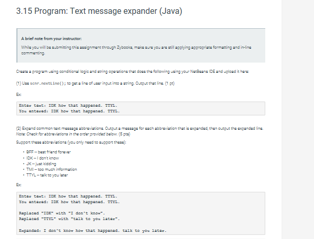 Solved zybooks i need this done in Netbeans IDE i need it to | Chegg.com