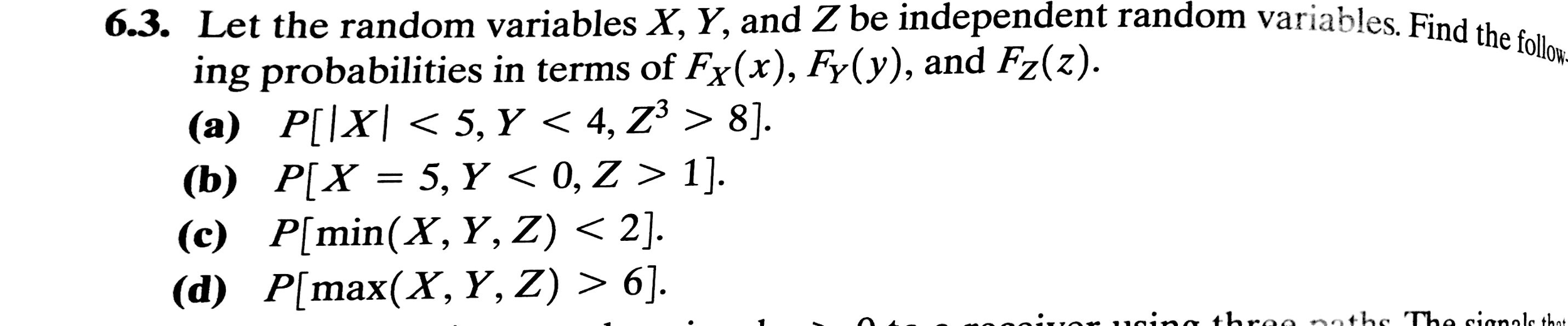 Solved 6.3. Let the random variables X, Y, and Z be | Chegg.com