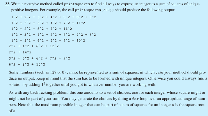 Write A Recursive Method Called Printsquares Lo Find 8096