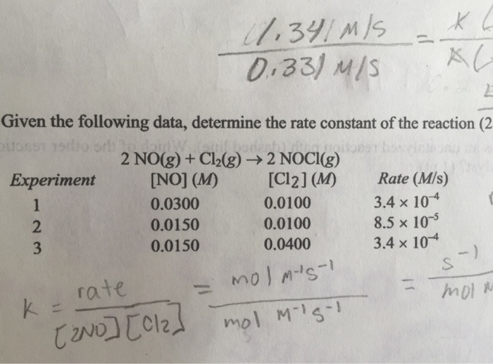 Solved Given the following data, determine the rate constant | Chegg.com