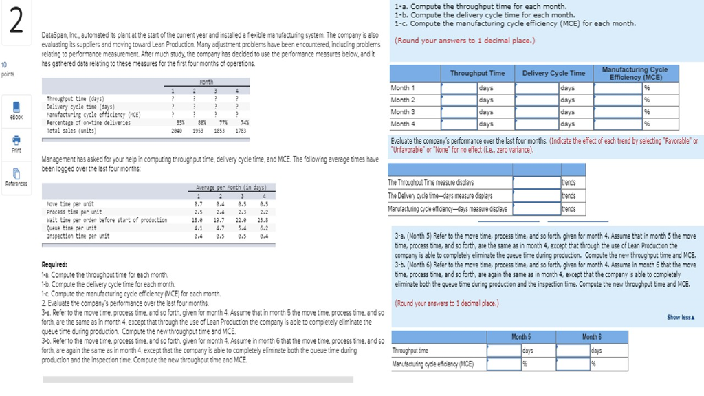 Solved 1-a. Compute the throughput time for each month. 1-b. | Chegg.com