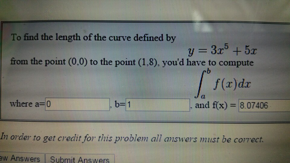 Solved To find the length of the curve defined by Y= 3x^5 | Chegg.com
