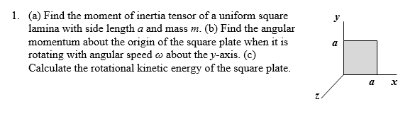 Solved Find the moment of inertia tensor of a uniform square | Chegg.com