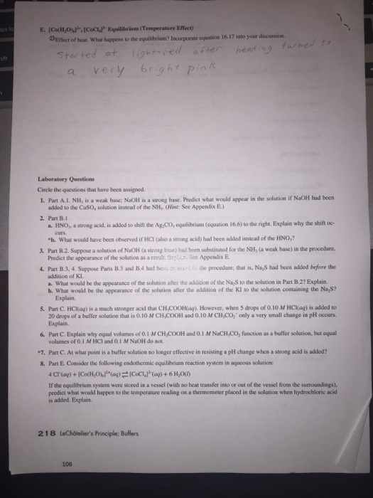 Solved LeChâtelier's Principle: Buffers Date Lab Sec._ Name | Chegg.com