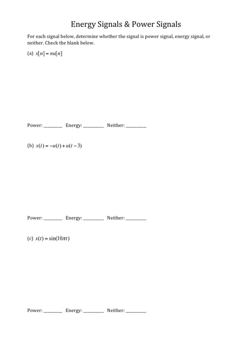 Solved Energy Signals & Power Signals For each signal below, | Chegg.com