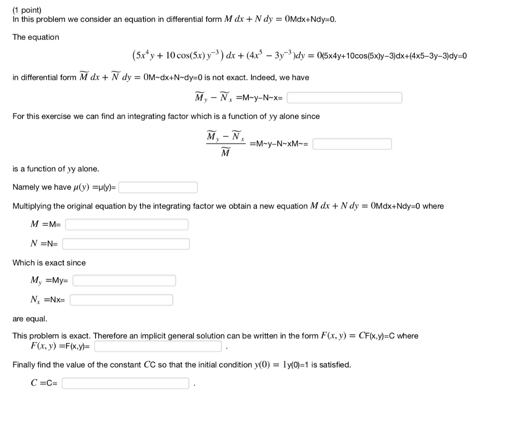 Solved 1 Point In This Problem We Consider An Equation In