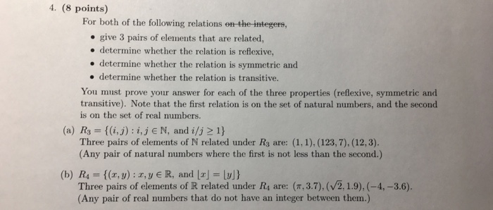 Solved For both of the following relations on the integers, | Chegg.com
