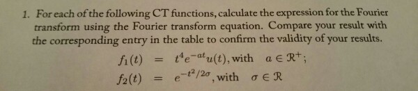 Solved 1. For each of the following CT functions, calculate | Chegg.com