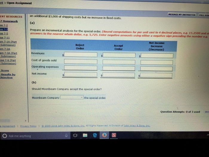 Solved Open Assignment HESSAGE MY INSTRUCTOR FULL S | Chegg.com