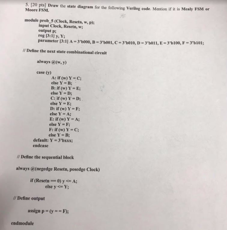 Solved FSM state machine problem | Chegg.com