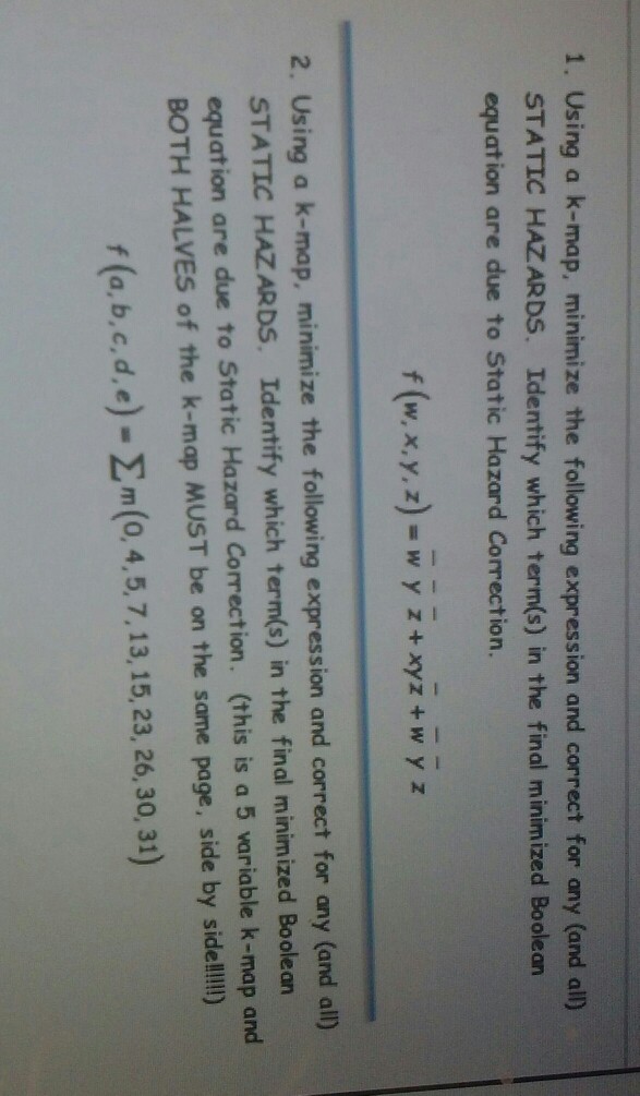 Solved Using A K Map Minimize The Following Expression And 