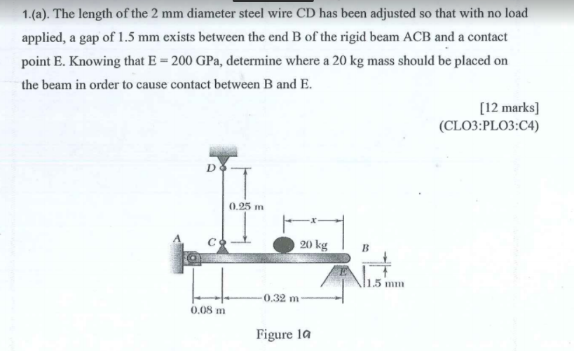 Solved 1.(a). The length of the 2 mm diameter steel wire CD | Chegg.com