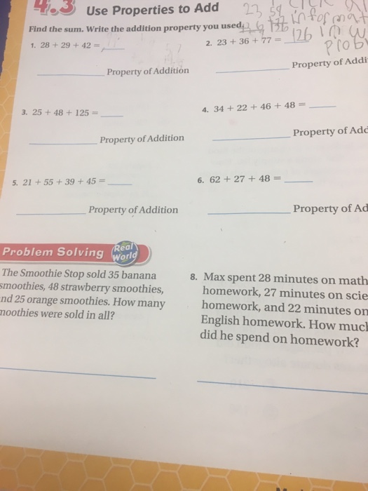 Solved Find the sum. write the addition property yo ued 28 | Chegg.com
