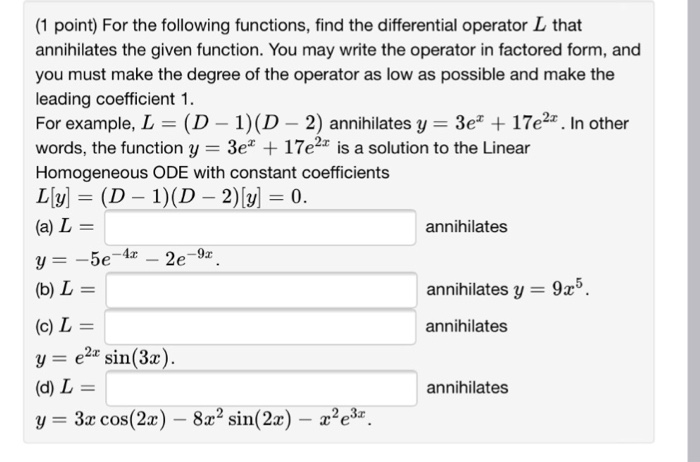 Solved For the following functions, find the differential | Chegg.com