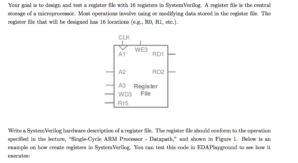 Your goal is to design and test a register file with | Chegg.com