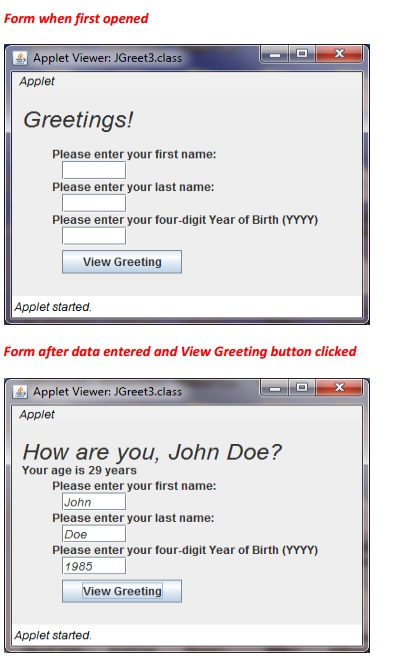 Solved help me create a java applet in netbeans that ask the | Chegg.com