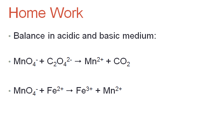 Solved Home Work Balance in acidic and basic medium: . | Chegg.com