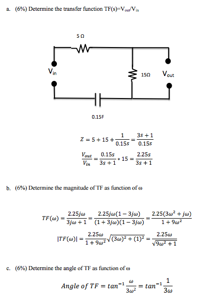Solved a. (6%) Determine the transfer function TF(s-Veu Va | Chegg.com
