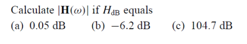 Solved Calculate H( if HdB equals (a) 0.05 dB (b) -6.2 dB | Chegg.com