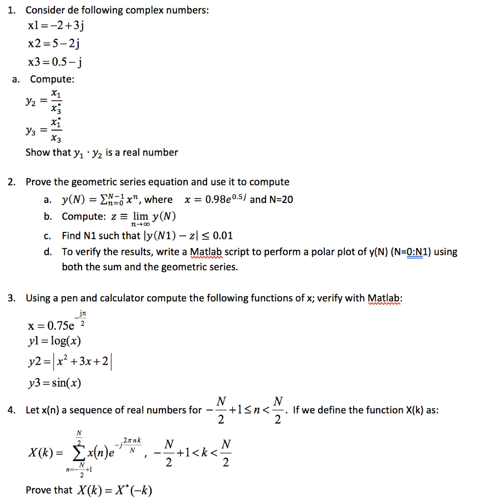 Solved Consider de following complex numbers: x1 = -2 + 3j | Chegg.com