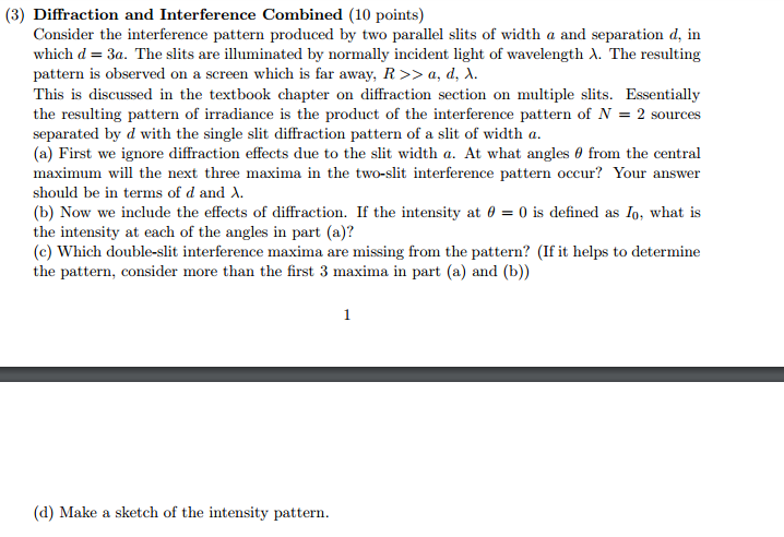 Solved Consider the interference pattern produced by two | Chegg.com