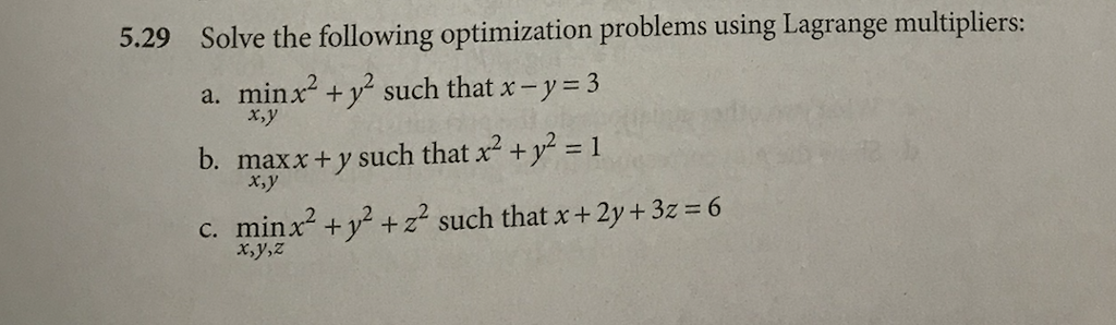 Solved 5.29 Solve the following optimization problems using | Chegg.com