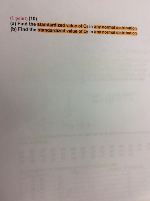 Solved Find the standardized value of Q_1 in any normal | Chegg.com