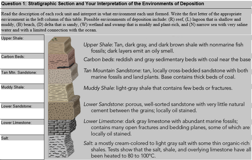 Solved Question 1: Stratigraphic Section and Your | Chegg.com