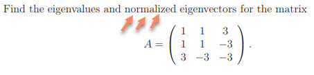 Solved Find the eigenvalues and normalized eigenvectors for | Chegg.com