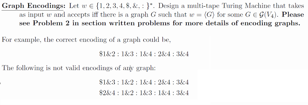 Solved Graph Encodings: Let w E 1,2,3, 4, S, &,:. Design a | Chegg.com