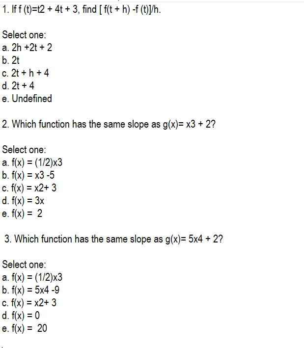Solved 1. If f (t)=t2 + 4t + 3, find [ f(t + h)-f (t)]/h | Chegg.com