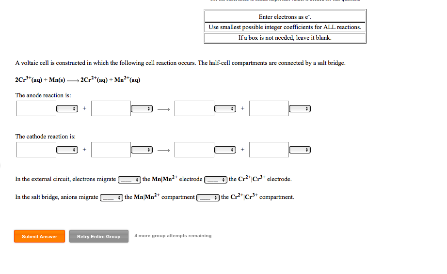 Solved Enter electrons as e Use smallest possible integer | Chegg.com