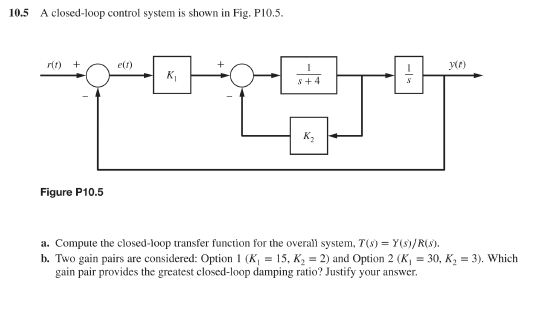 Solved A Closed Loop Control System Is Shown In Fig P105