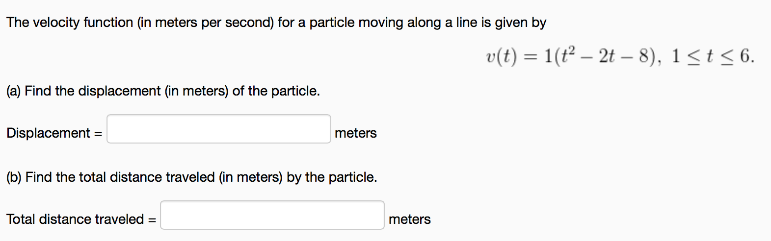 Solved The velocity function (in meters per second) for a | Chegg.com