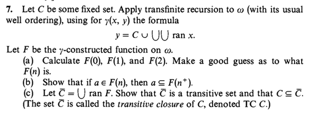 7. Let C be some fixed set. Apply transfinite | Chegg.com