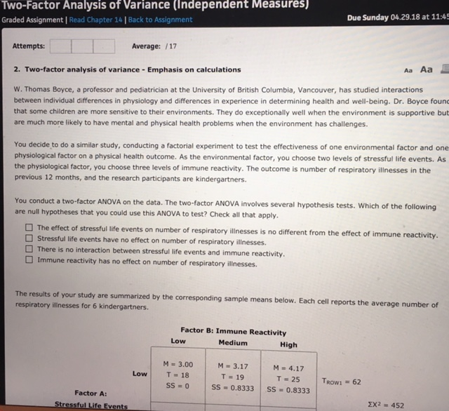 Two-Factor Analysis of Variance (Independent | Chegg.com