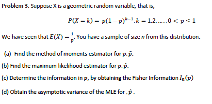 Suppose X is a geometric random variable, that is, | Chegg.com