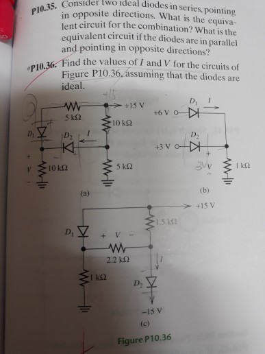 Solved der two ideal diodes in series, pointing Pl 10.35. Co | Chegg.com