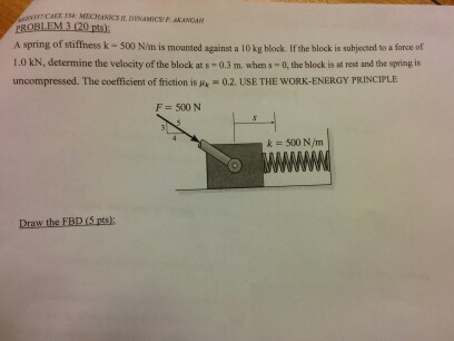 Solved 1- Draw the FBD 2- Apply the work energy principle | Chegg.com