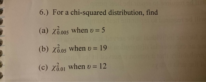 Solved 6.) For a chi-squared distribution, find (a) X^2 | Chegg.com